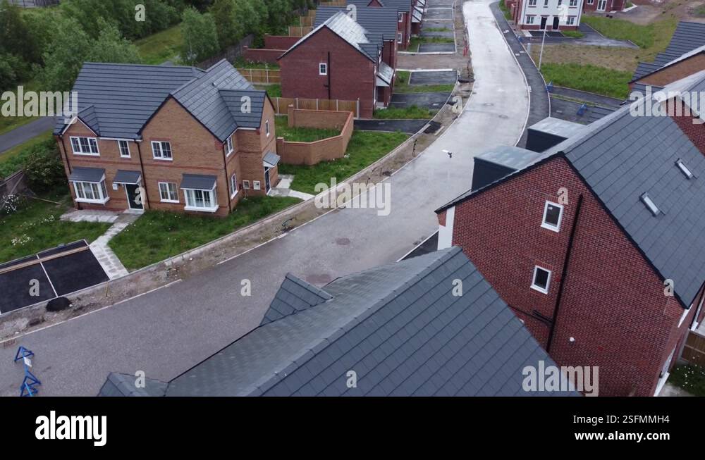 Incomplete residential project construction site development aerial ...