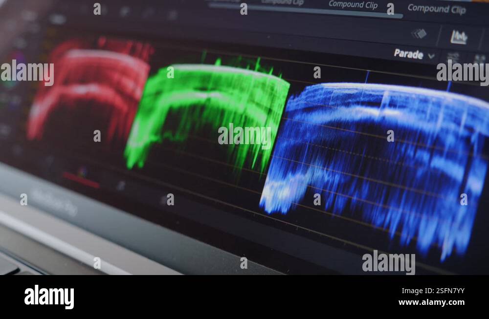 Color correction software. Color grading indicator graph. Scope parade ...
