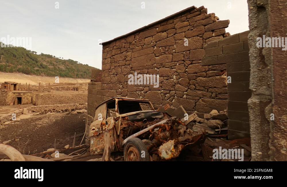 Rustic vehicle in abandoned town of Aceredo after emerged during ...