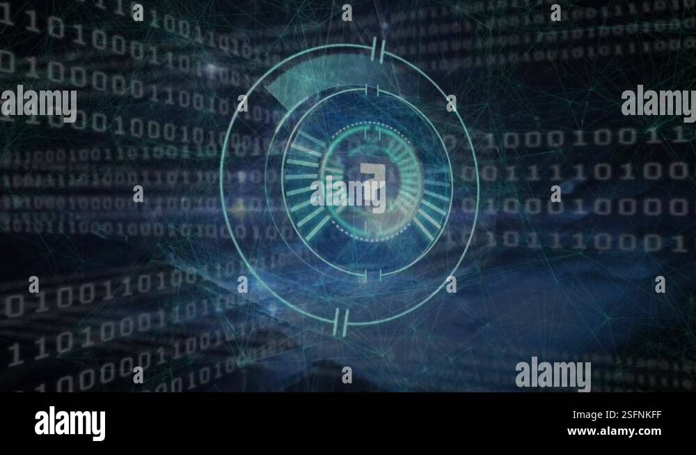 Animation Of Scope Scanning With Countdown Over Binary Coding Stock