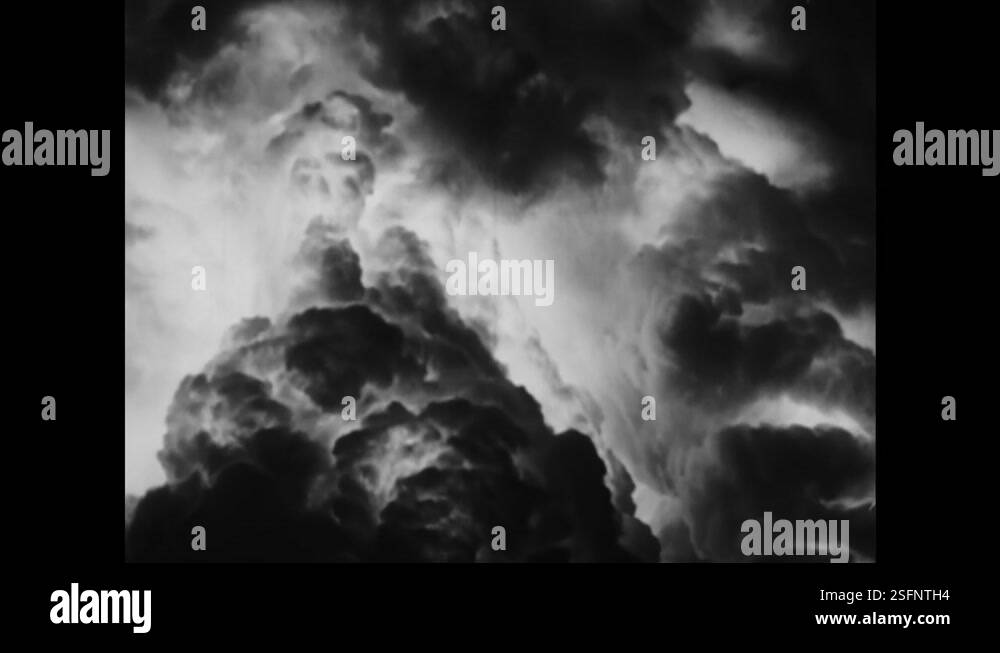 1940s: Slow motion film of glowing cloud of a nuclear explosion ...