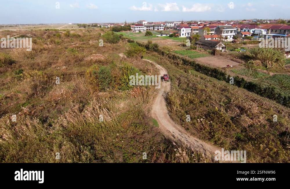 follow up the utv 4x4 car at the offroad road. FpV drone 4k Stock Video ...