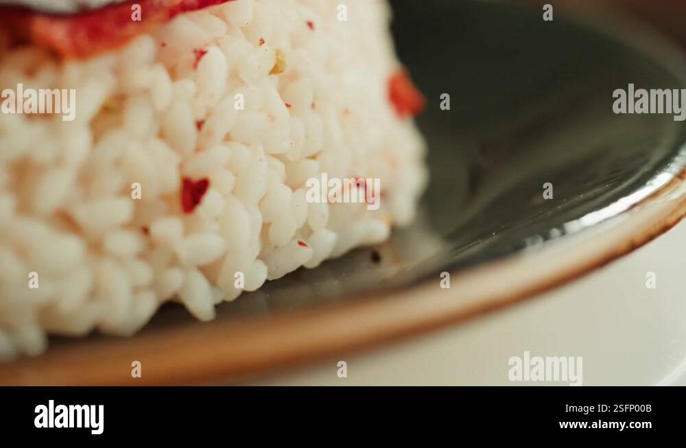 Maqluba dish top view, rice and vegetables, Arabian national ...