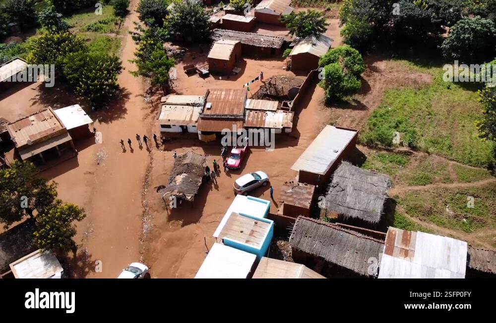 Rural African Slum Village in Malawi, Poor Neighborhood Daily Life ...