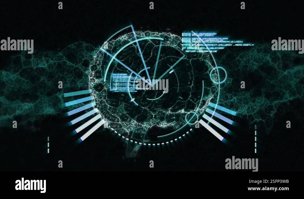 Animation Of Scope Scanning And Data Processing Over Digital Brain On