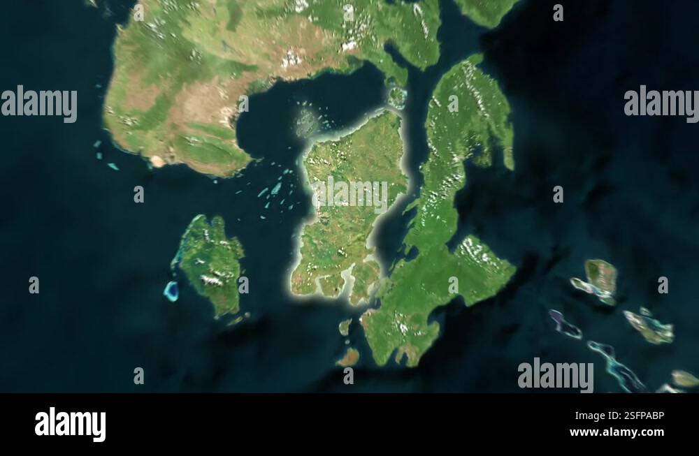 Muna Island - Indonesia close-up - satellite. Preview. Glow. Labels Stock Video Footage - Alamy