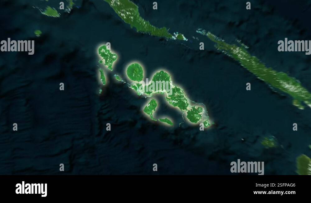 New Georgia, Solomon Islands close-up - satellite. Preview. Glow Stock ...