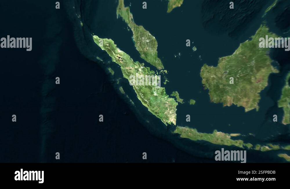 Sumatra Island - Indonesia close-up - satellite. Preview. Labels Stock ...