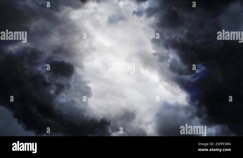 4k dark clouds moving with a thunderstorm that flashed in the sky Stock ...