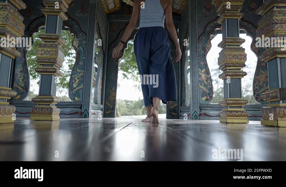 Barefooted Lady Inside The Temple At the Ancient City In Bangkok Stock ...