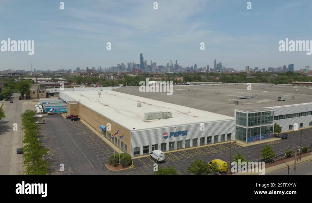 Fixed View of Pepsi Distribution Center on Hot Summer Day. Drone View ...