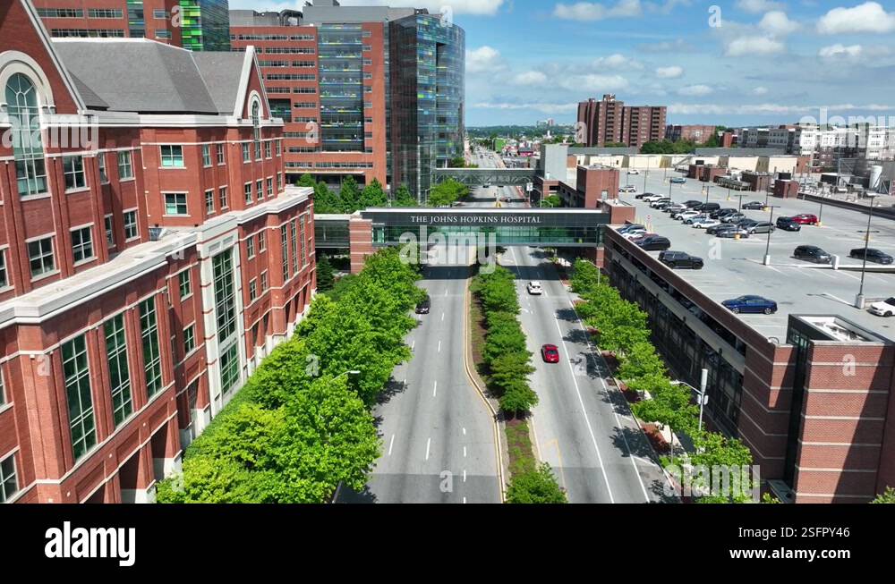 Sign at Johns Hopkins Hospital. University Hospital system in Baltimore ...