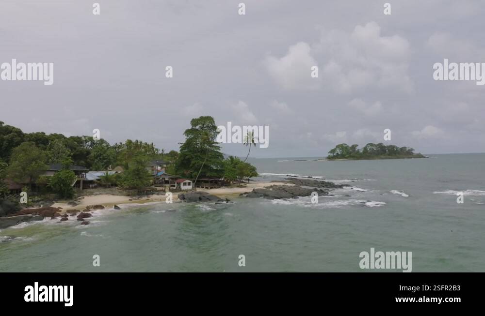 Rotating aerial point of interest footage of a beach resort in Sierra ...