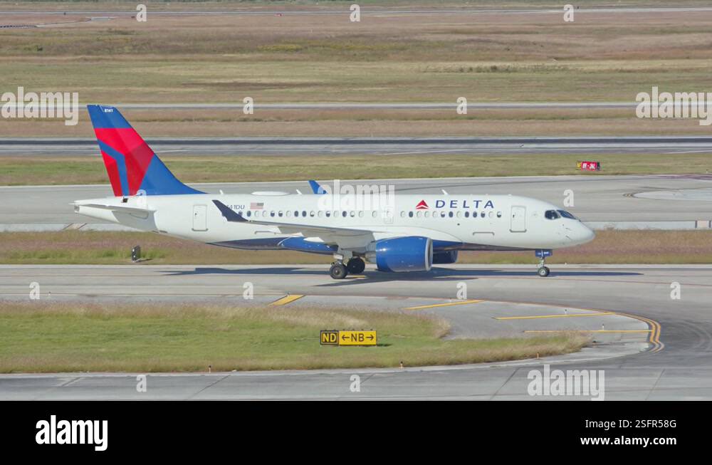 Delta Airbus A220 Taxiing Arriving at IAH Bush Airport in Houston TX ...