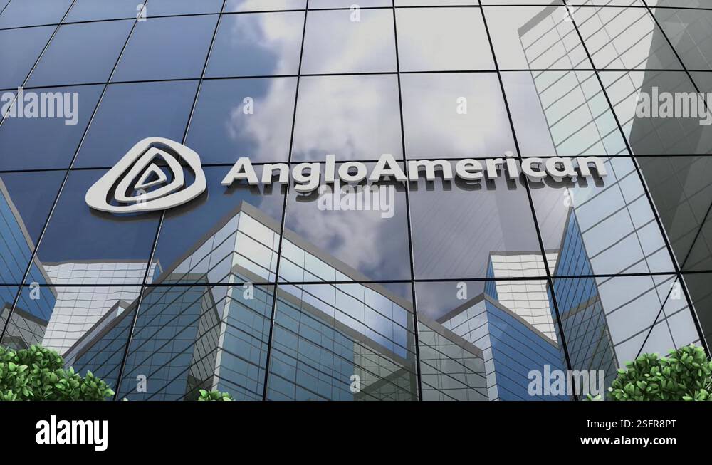 Editorial, Anglo American plc logo on glass building Stock Video ...