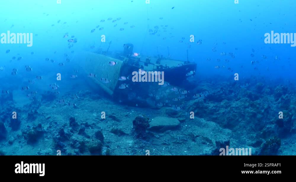 wreck underwater shipwreck on seabed metal on ocean floor Stock Video ...