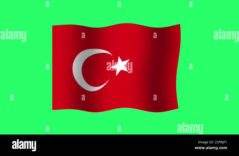 Animation Turkey flag on green background Stock Video Footage - Alamy