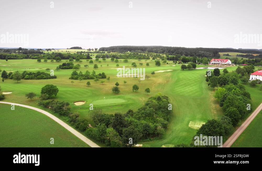 Golf course, aerial view. Green golf field from bird's eye view Stock ...