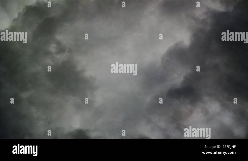 4k point of view, a thunderstorm inside dark a cumulonimbus cloud with ...