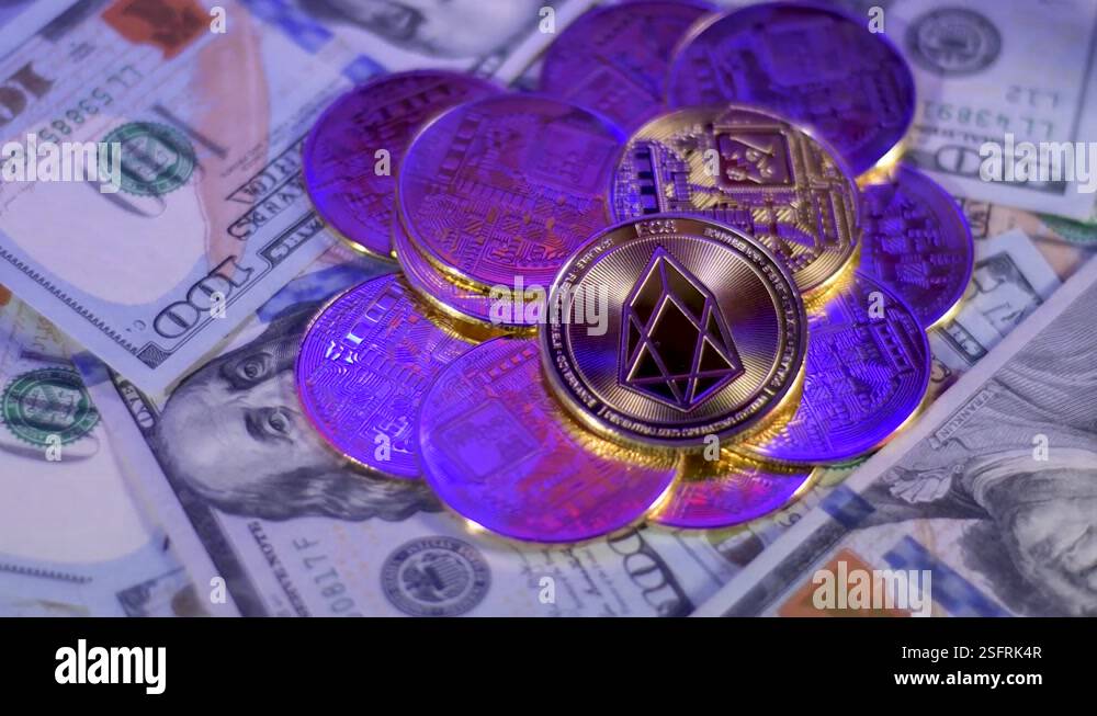 Crypto EOS Vs USD Dollar Bills, Warning Police Light, Currency Exchange ...