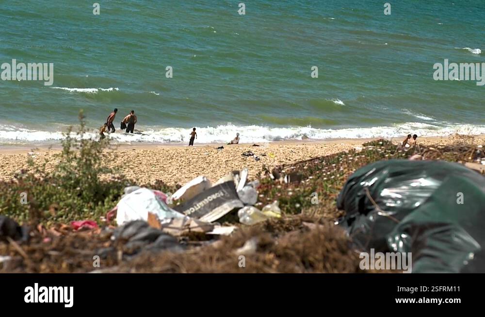 Kids playing on the beach in Gaza, Palestine during the Gaza-Israeli ...