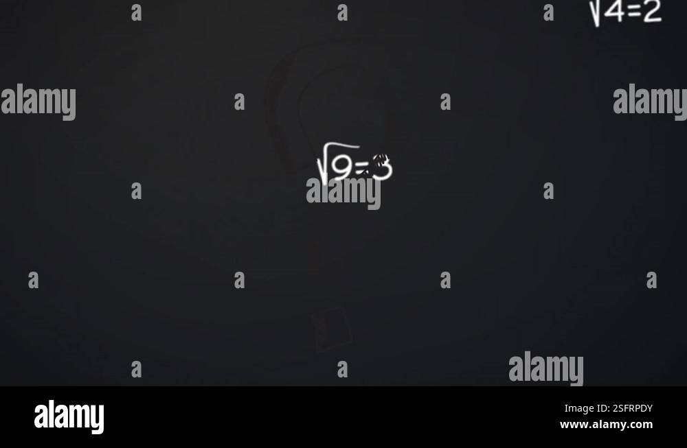 Digital animation of multiple mathematical equations floating against ...