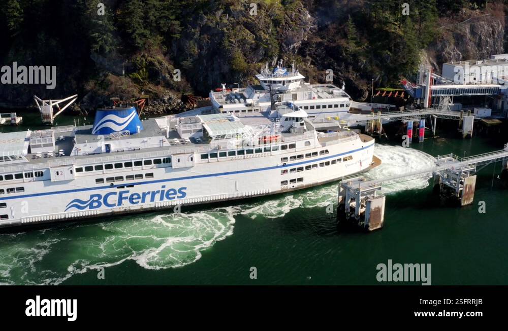 Aerial View Of A Ferry Transport Docking In BC Ferries Terminal ...