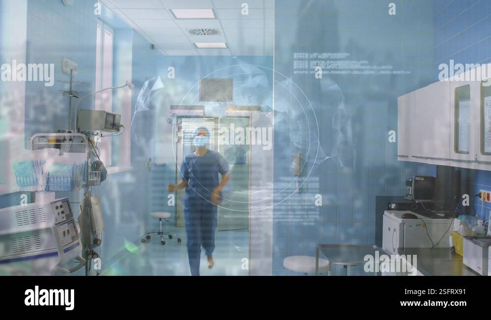 Animation of data processing over diverse doctors running Stock Video ...