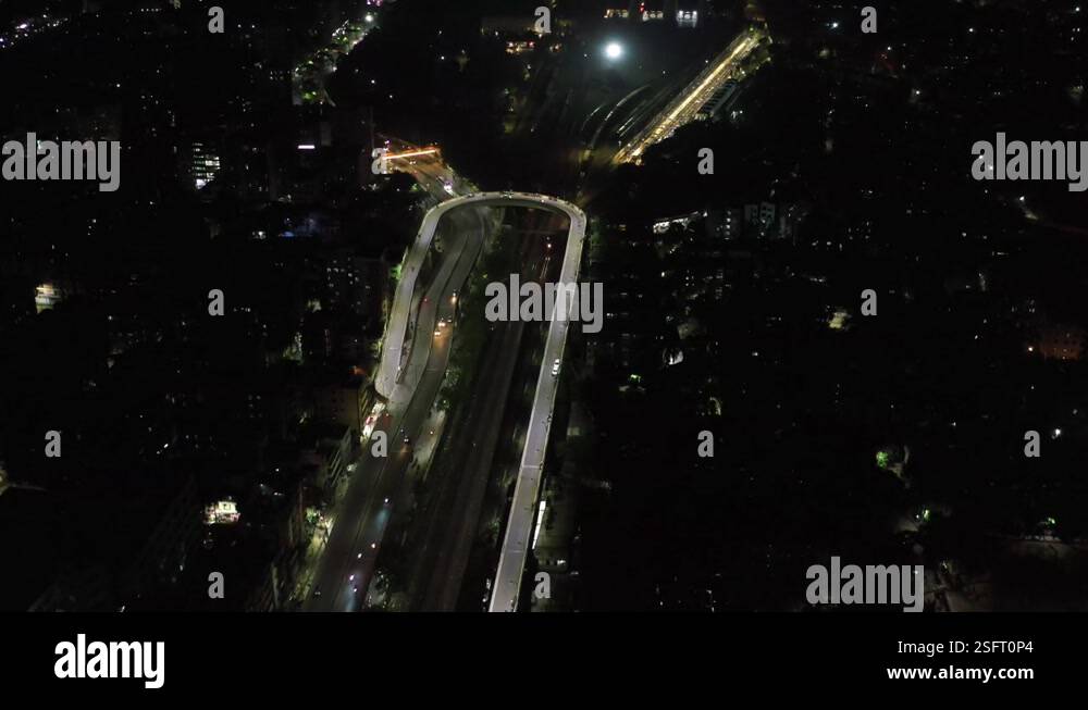 Aerial view of the City at night, Khilgaon, Dhaka, Dhaka, Bangladesh ...