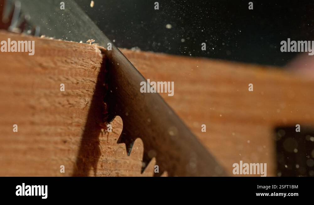 Super slow motion of cutting wood with a hand saw Stock Video Footage ...