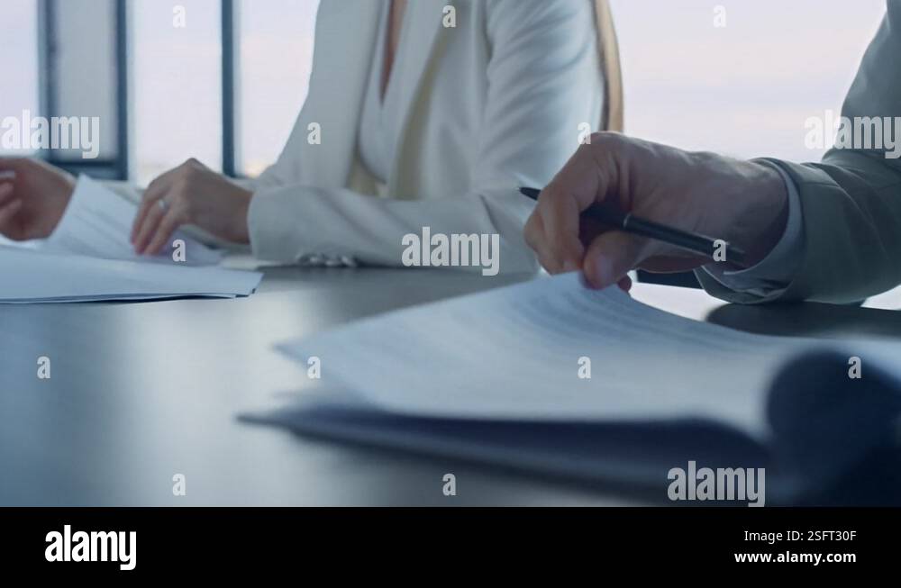 Man hand pen analyze report closeup. Business team checking documents ...