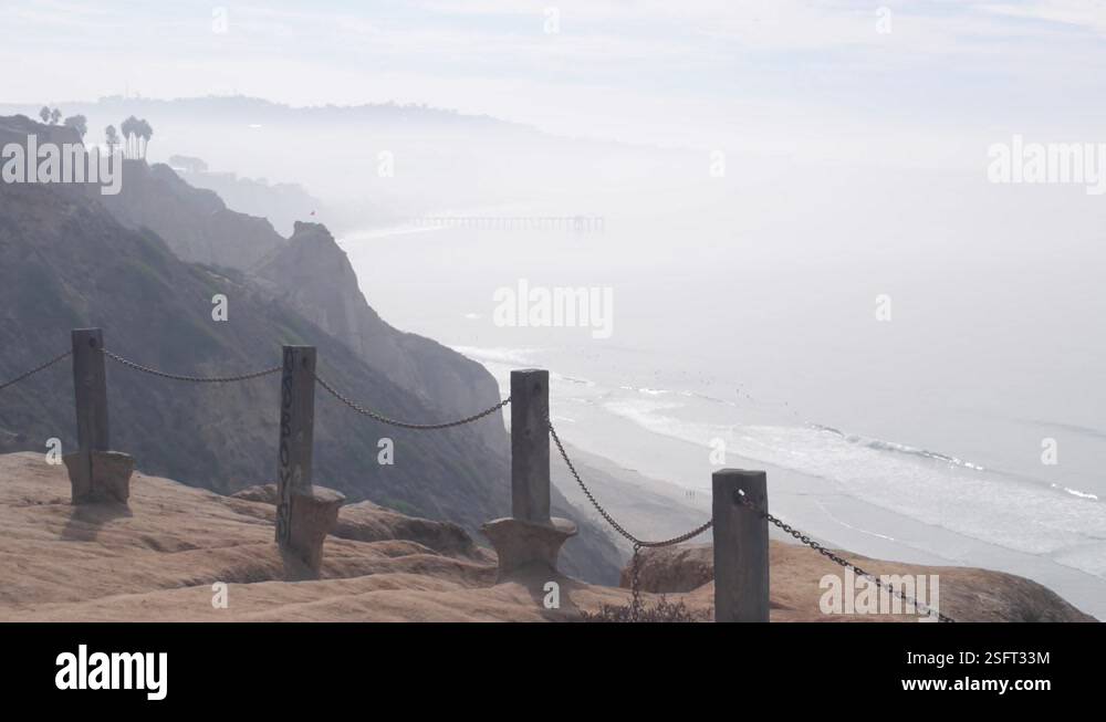 Steep cliff, rock or bluff, California coast erosion. Torrey Pines park ...