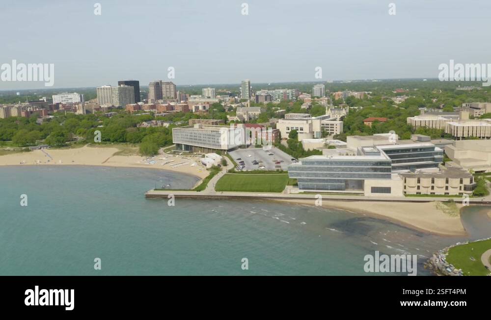 Lake Michigan Beaches, Evanston Skyline in Background on Summer Day ...