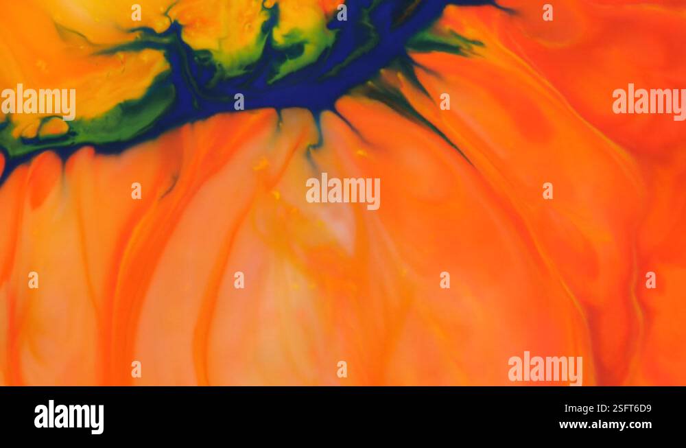 Moving background consisting of blue, yellow, red and green particles ...