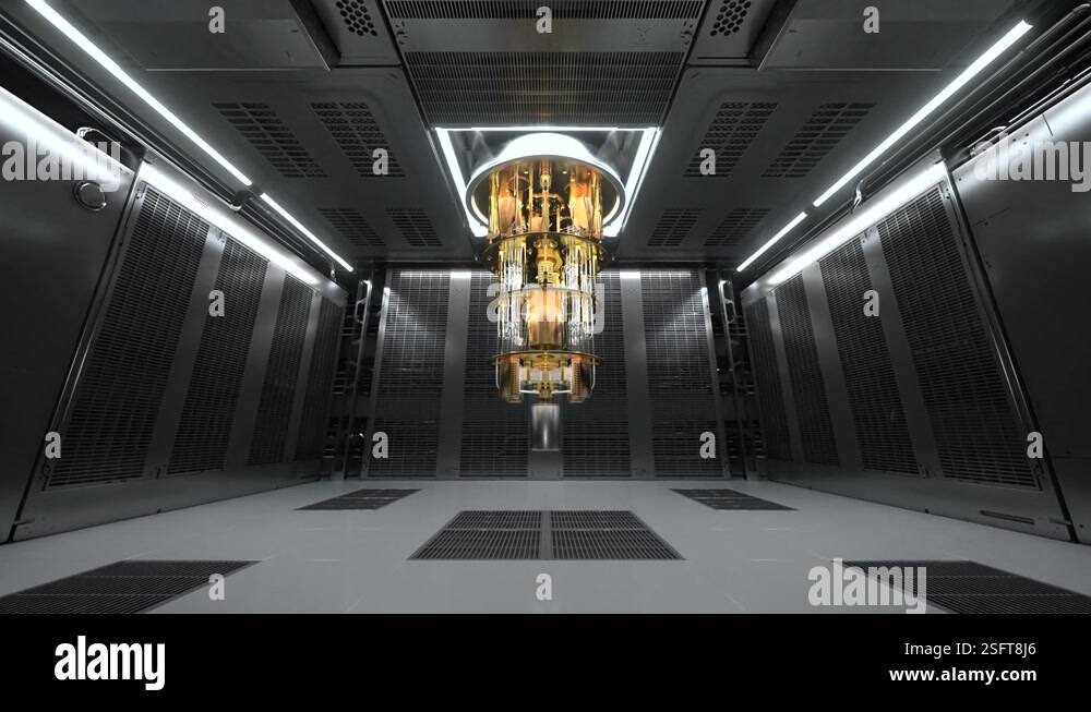 Quantum Computer Lab, Cinematic frontal camera zoom shot 4K Stock Video ...