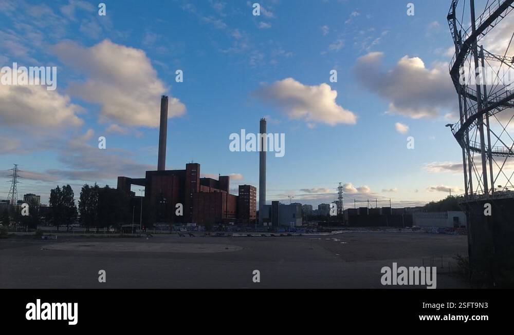 Sky time lapse: Hanasaari Power Plant in Helsinki Suvilahti district ...