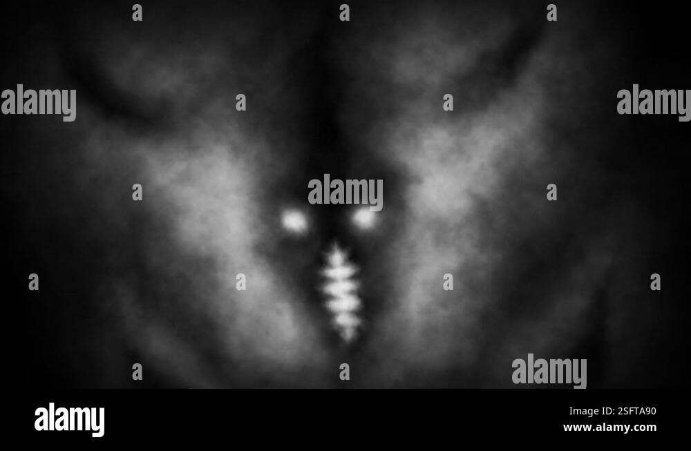 Scary animation of demon skull face. Dark theme movie Stock Video ...