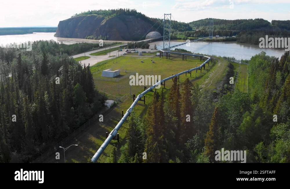4K Drone Video of the Alyeska Pipeline Bridge over the Tanana and Delta ...