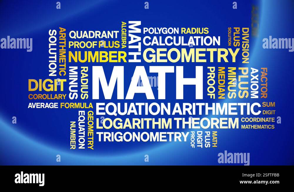 Math animated tag word cloud,text animation kinetic typography seamless ...