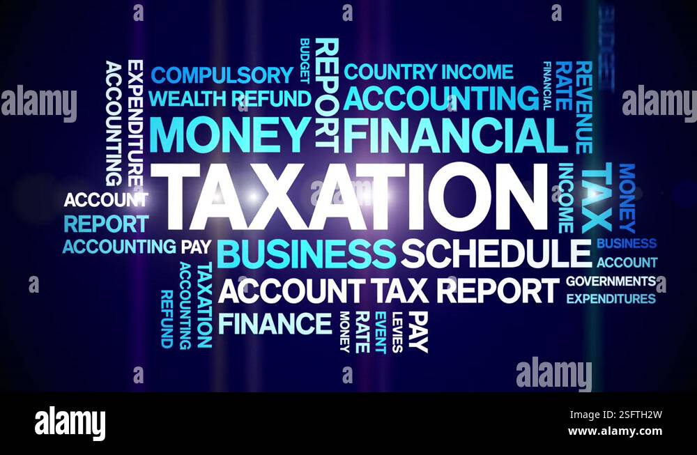Taxation animated tag word cloud,animation kinetic typography seamless ...