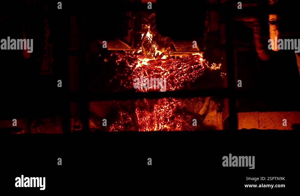 Industrial burning fire - scrap melting 3 Stock Video Footage - Alamy