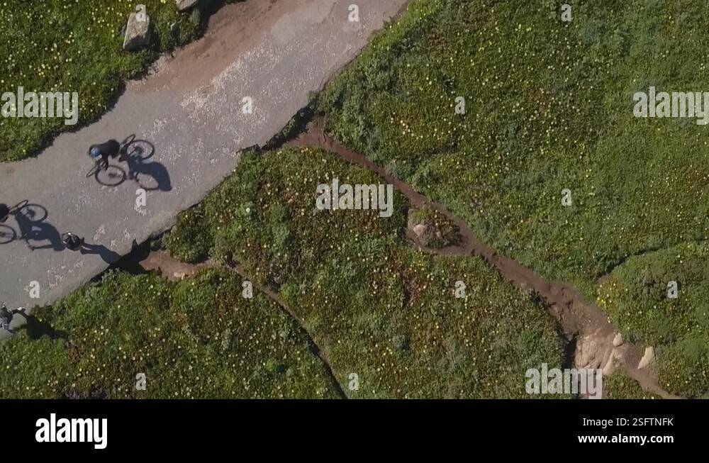 Overhead aerial drone clip of a walking and bike trail in the countryside Stock Video Footage ...
