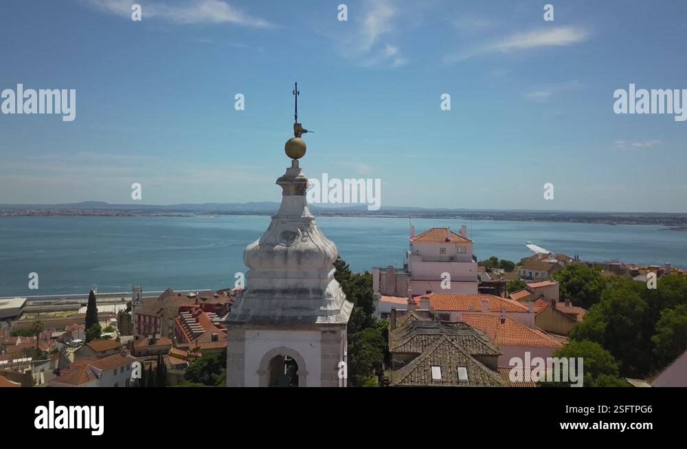 Lisbon, Portugal 4K Aerial Video Lisbon Castle - The Castelo De Sao ...