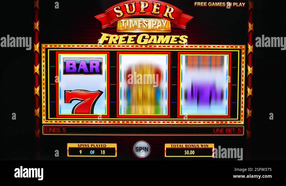 Close up man played the slot machine and got a big win on a computer ...