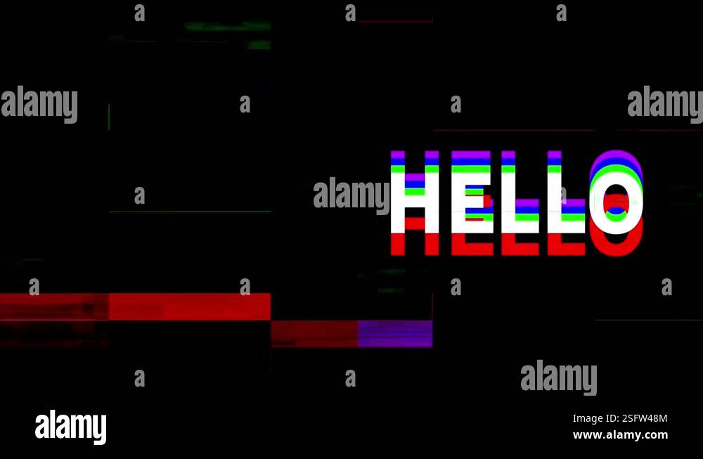 Animation of hello text over moving shapes on dark background Stock ...