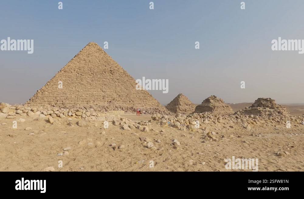Pyramid of Menkaure in the Giza pyramid complex in Egypt Stock Video ...