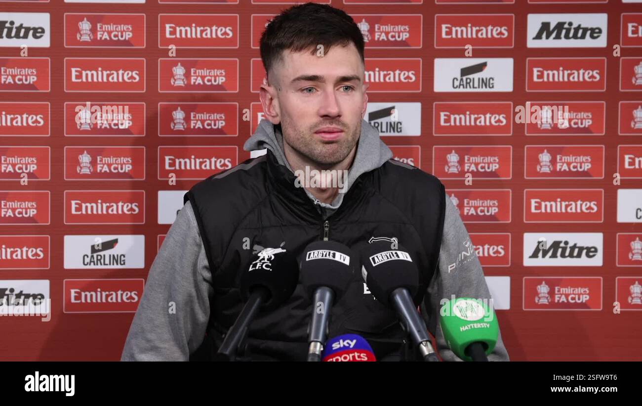 Plymouth 1-0 Liverpool: Ryan Hardie press conference following FA Cup victory Stock Video ...