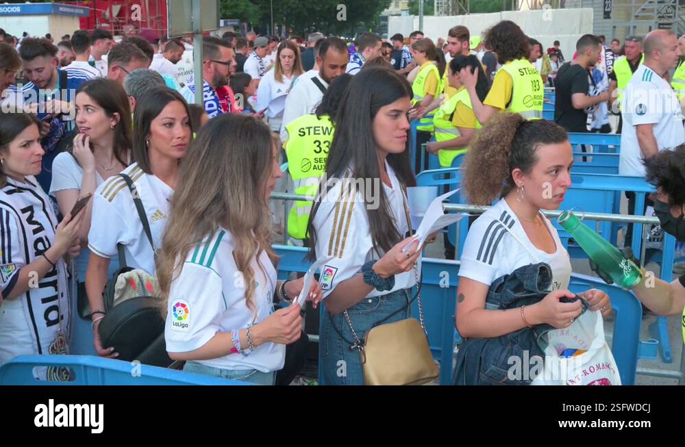Real Madrid fans arrive at the Santiago Bernabeu stadium before the ...