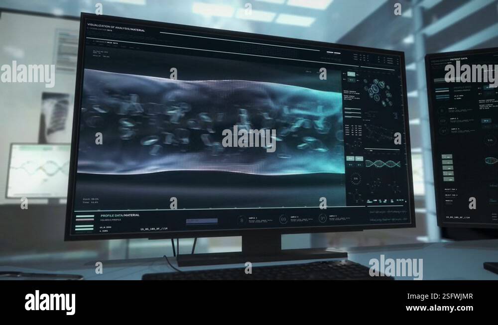 Medical scanner inspects the patients blood flow for biological cell ...
