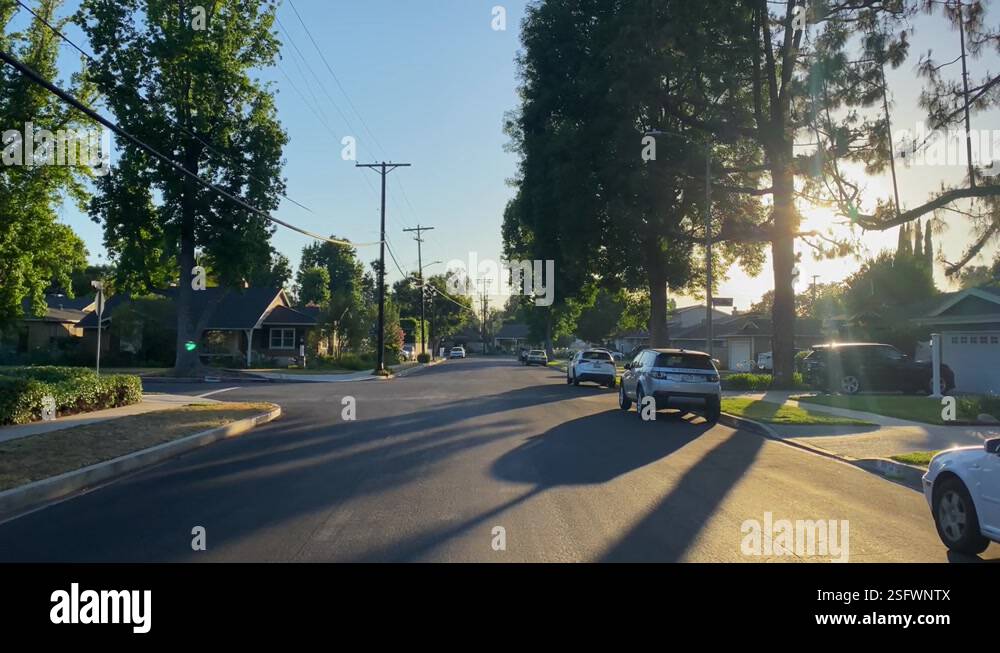 Cars Parked On The Street In A Neighborhood In Los Angeles, California ...